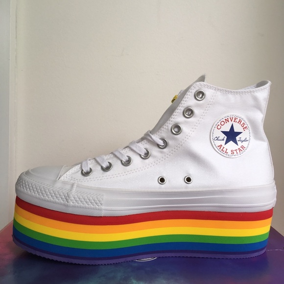 Converse | Shoes | Converse Miley Pride Platform Rainbow Sneakers ...